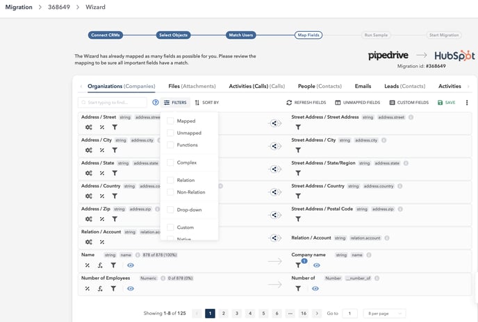 Can I filter my mapping view?